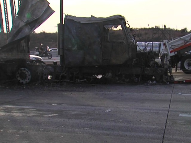 Fire destroys Amazon delivery truck on Interstate 15 at Miramar Way ...