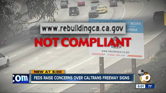 Caltrans' gas tax freeway signs raise concerns with Feds - 10News.com ...