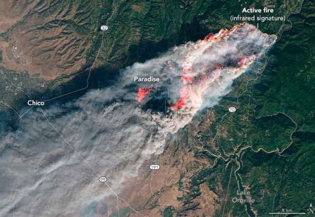 Camp, Woolsey and Hill fires visible from space, NASA photos show ...